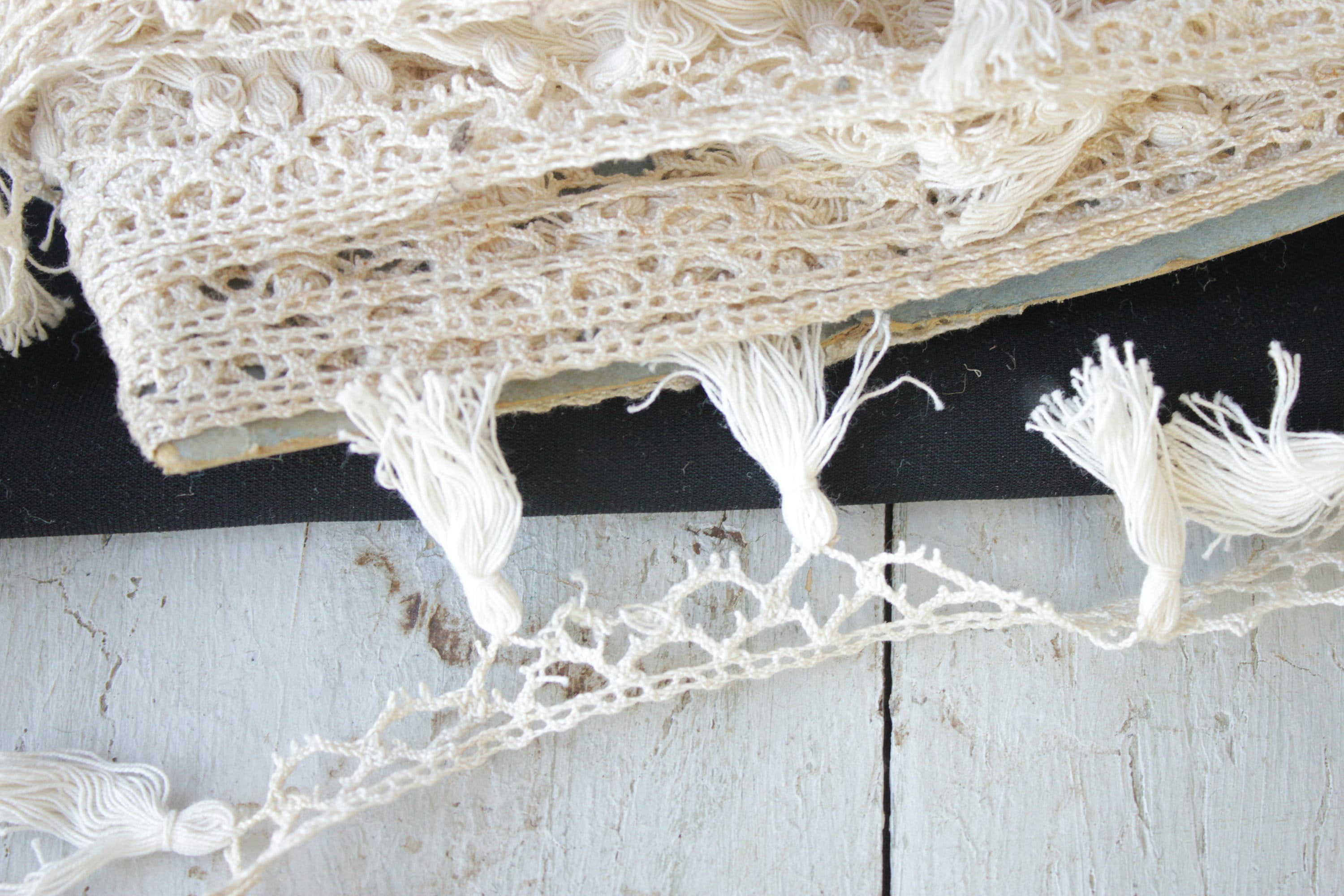 Antique Crocheted Lace French Trim or Fringe Hand Made From Pure Cotton ...