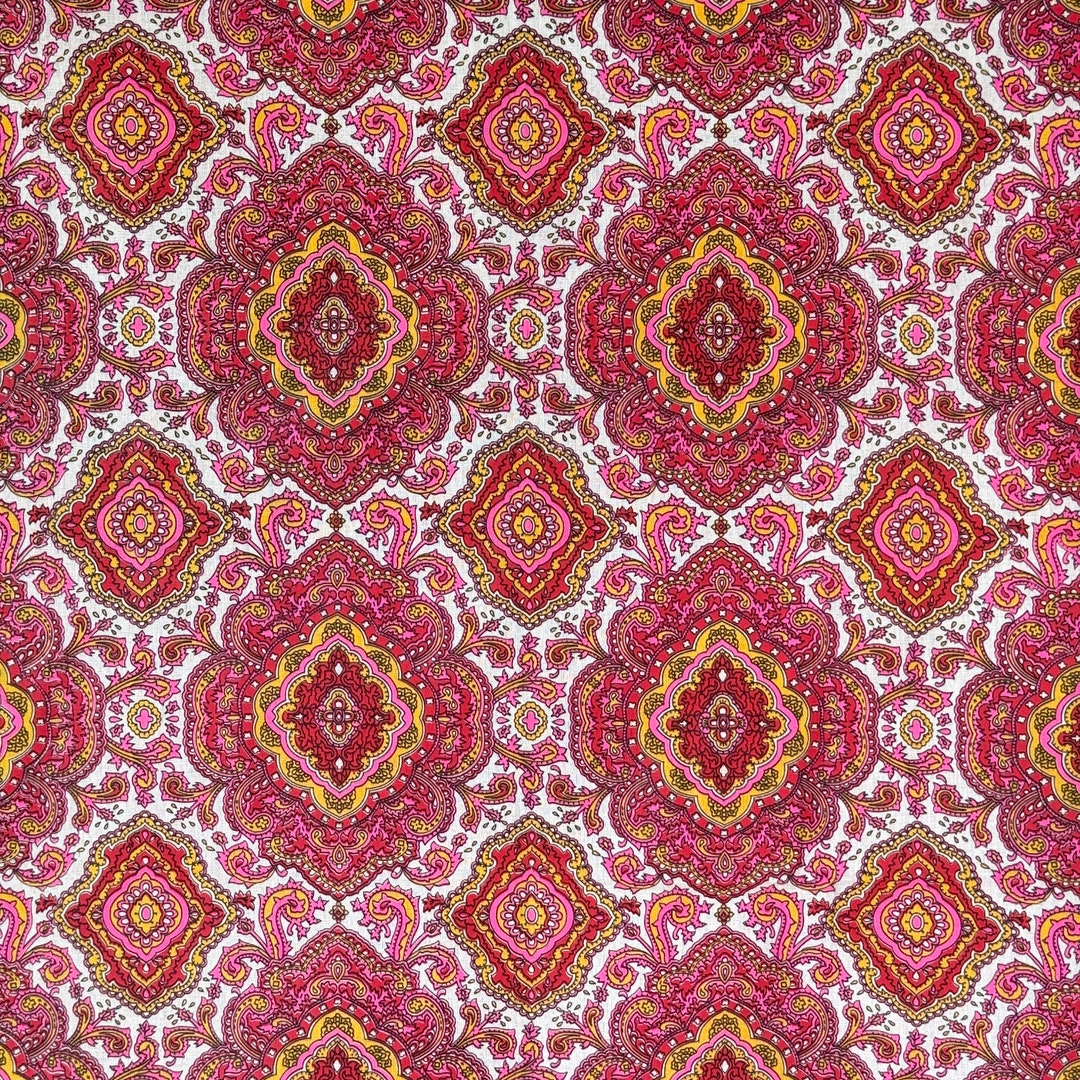 52x23 1920 Unused Cotton Pink Indian Pattern Fabric Material Quilting ...