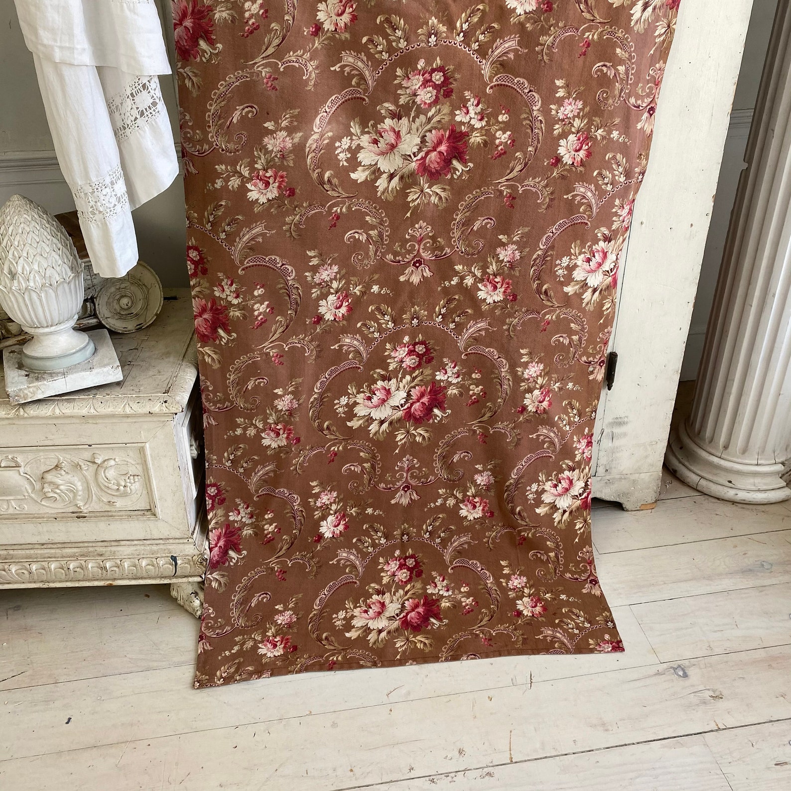 Brown Rococo French Fabric Material C 1900 Printed Cotton | Etsy