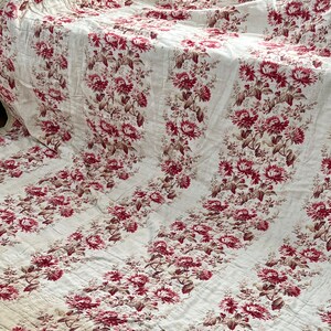 GORGEOUS Faded Floral Fabric Quilt Backed in Patchwork LARGE Queen Size ...