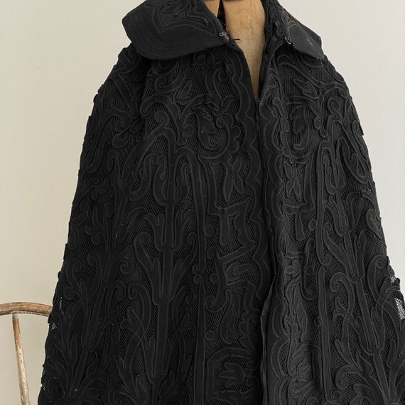 Antique French cape cloak coat BLACK Victorian era cl… - Gem