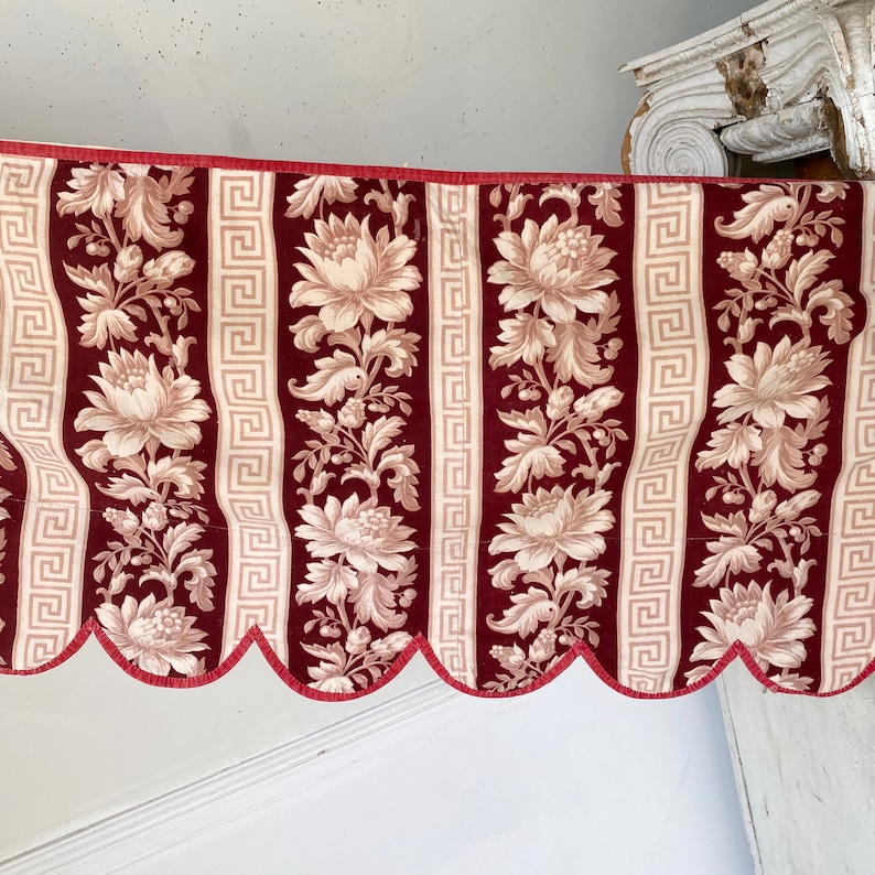 French Antique Valance C 1830 Madder Brown Fabric Vintage - Etsy