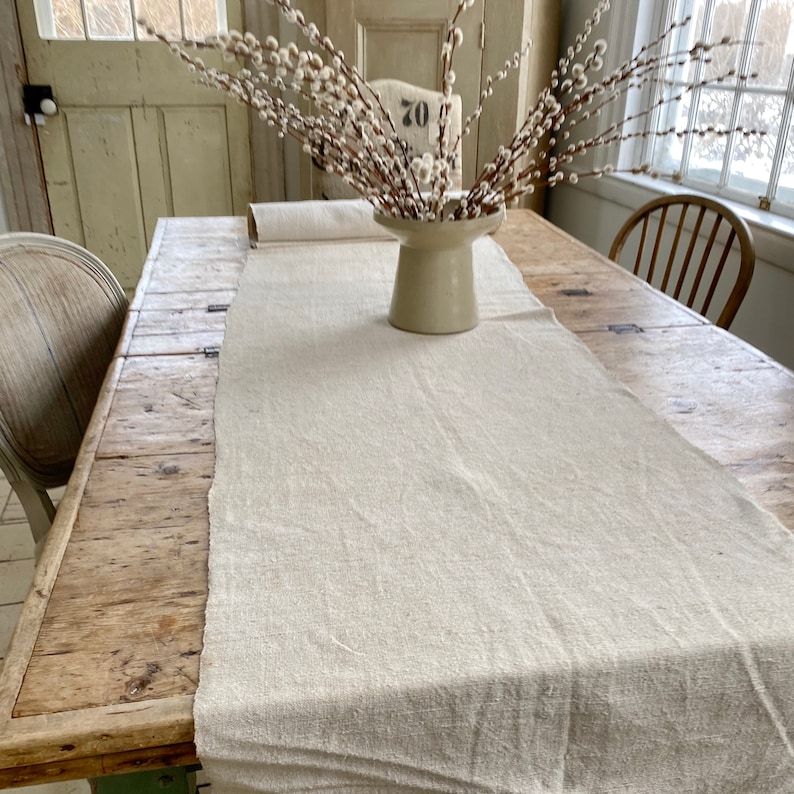 Per Yard Vintage Farmhouse Table Runner Antique Plain Linen - Etsy