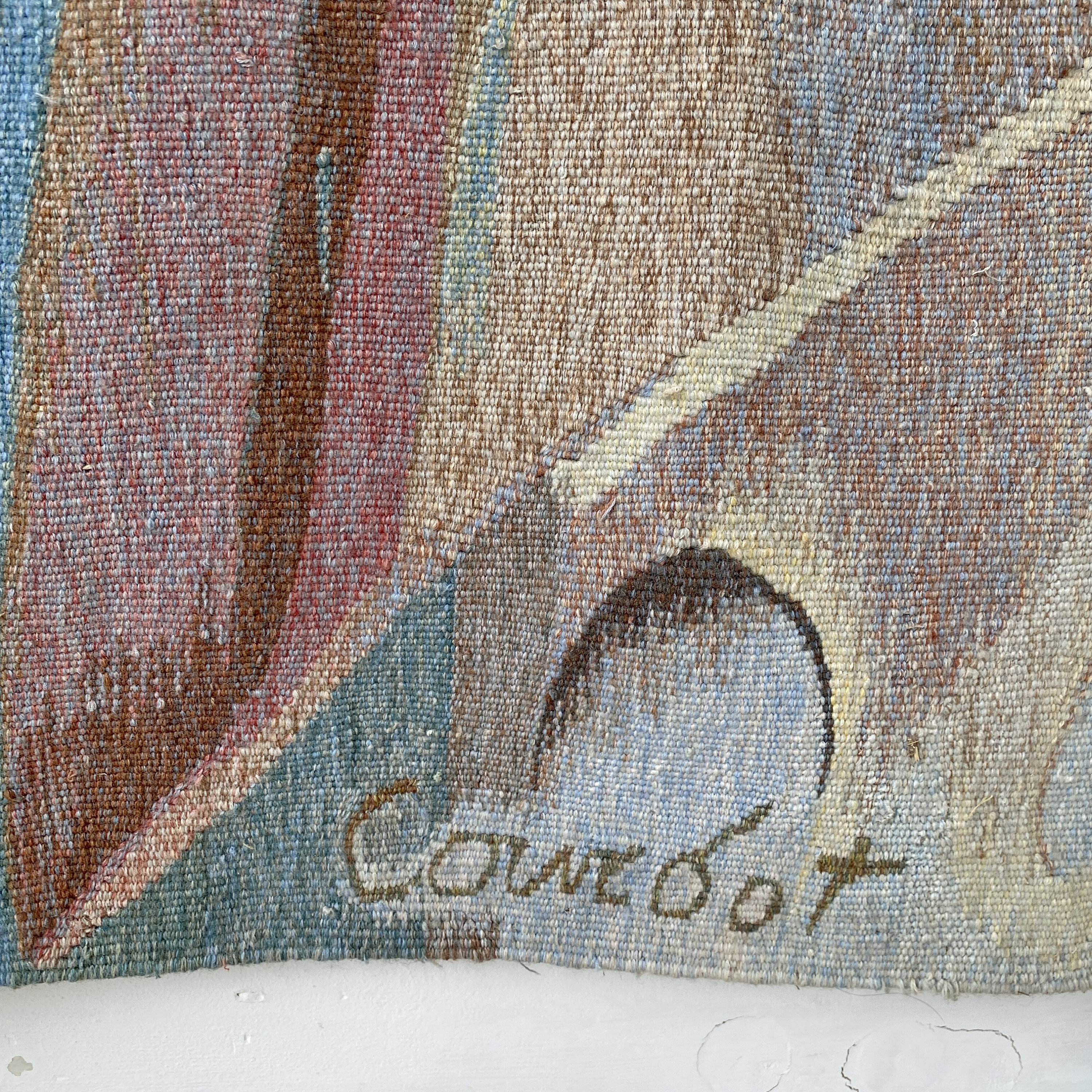 French Vintage Modern Art Tryptic Tapestry Wall Hanging Mural Handwoven ...