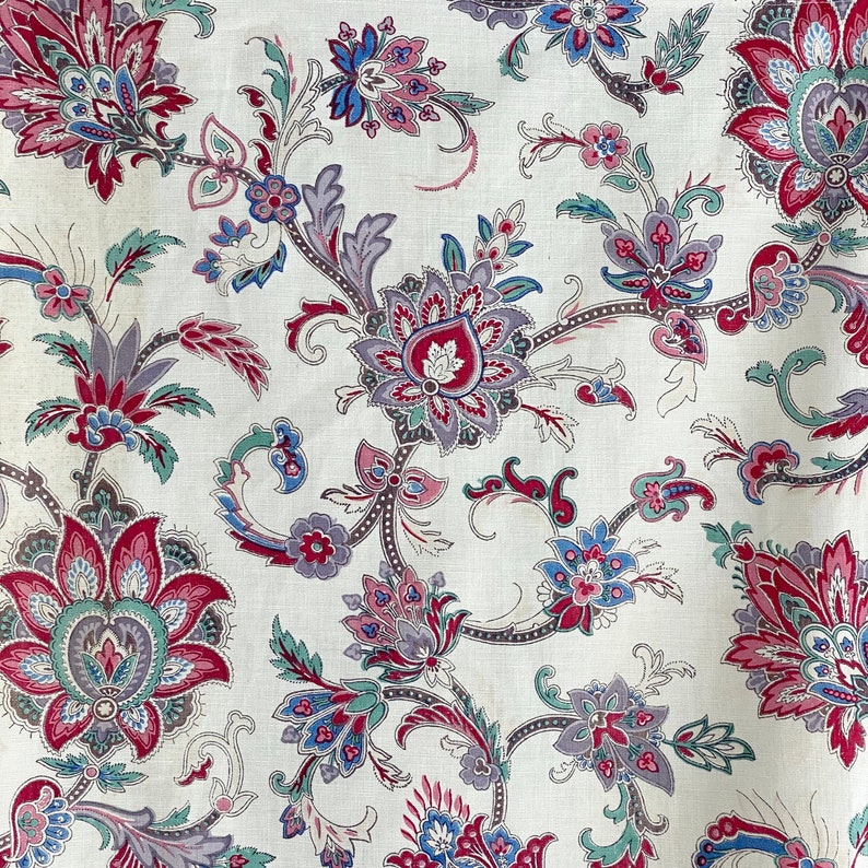 French Indienne Fabric Curtain Hand Block Printed Material | Etsy