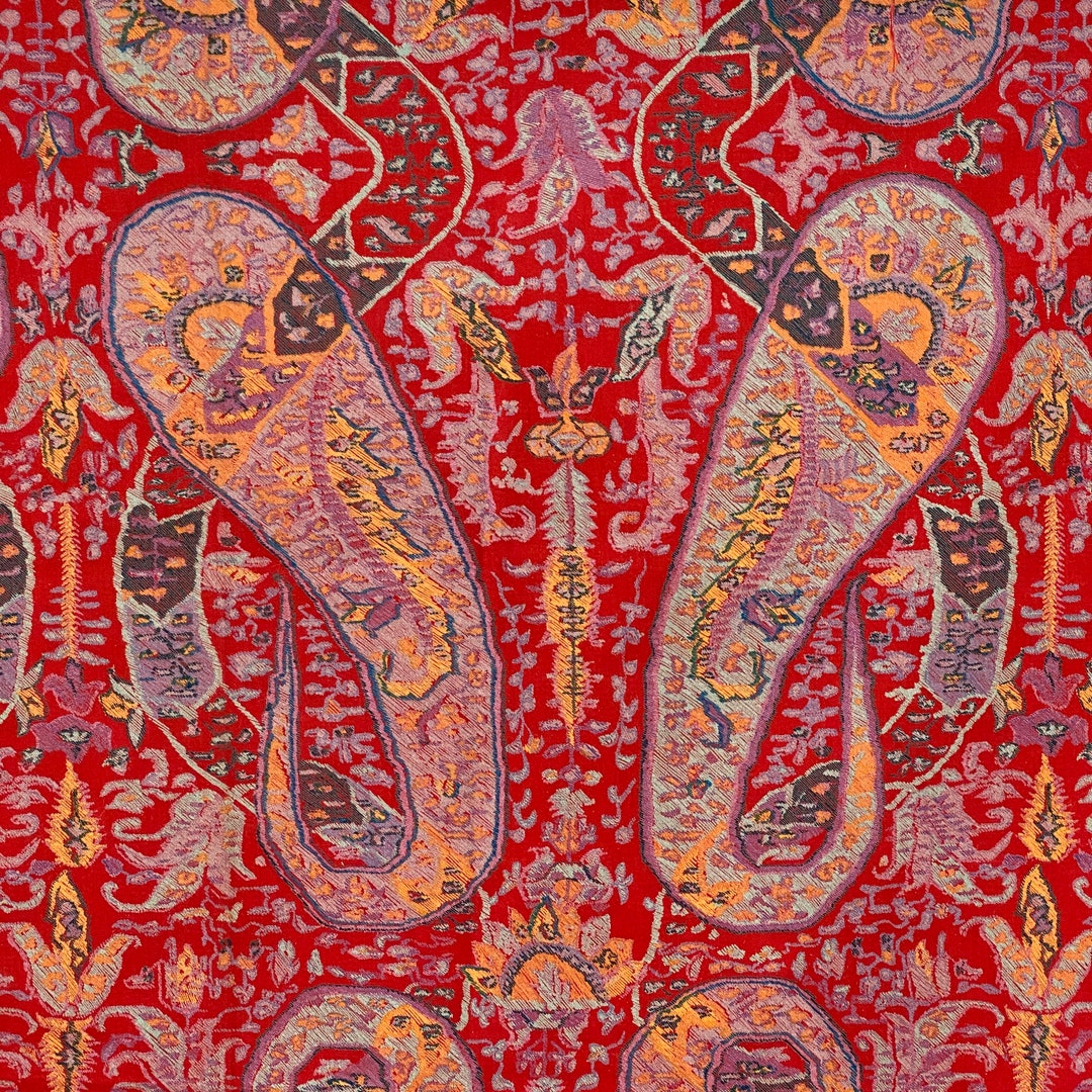 Vintage Fabric 1980s Heavyweight Upholstery Red Paisley Material the ...