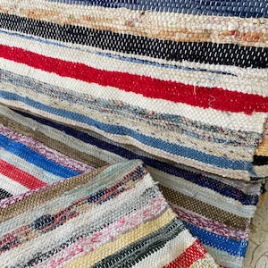 Vintage Rag Rug 34.8 YARDS Long Hand Woven Vintage Runner Carpet Rare ...