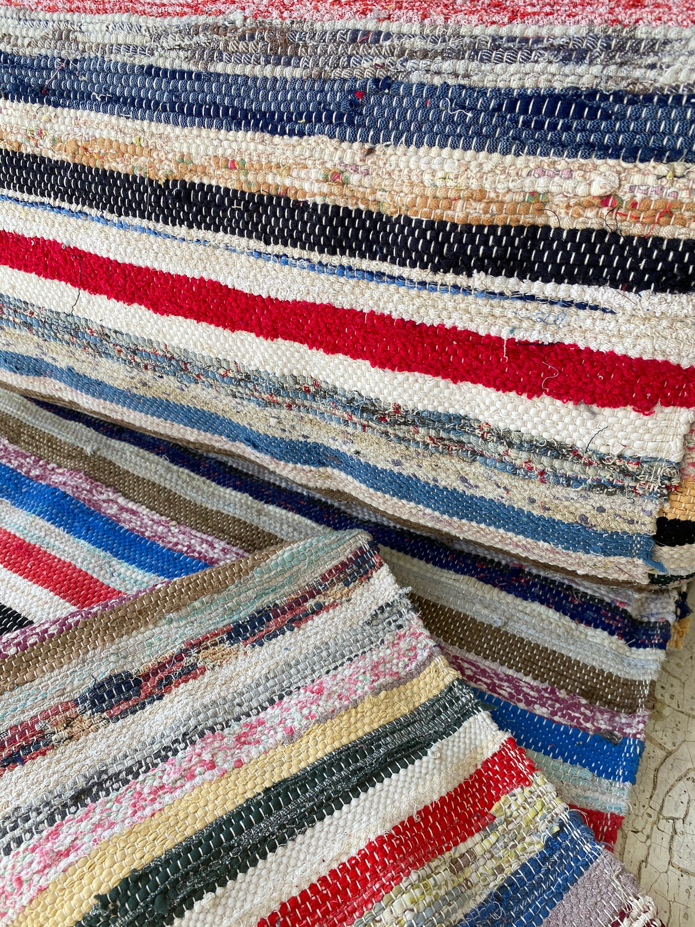 Vintage Rag Rug 34.8 YARDS Long Hand Woven Vintage Runner Carpet Rare ...