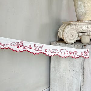 43x3.75 Vintage 1930 Redwork Hedgehog Embroidered Cotton Shelf Trim ...
