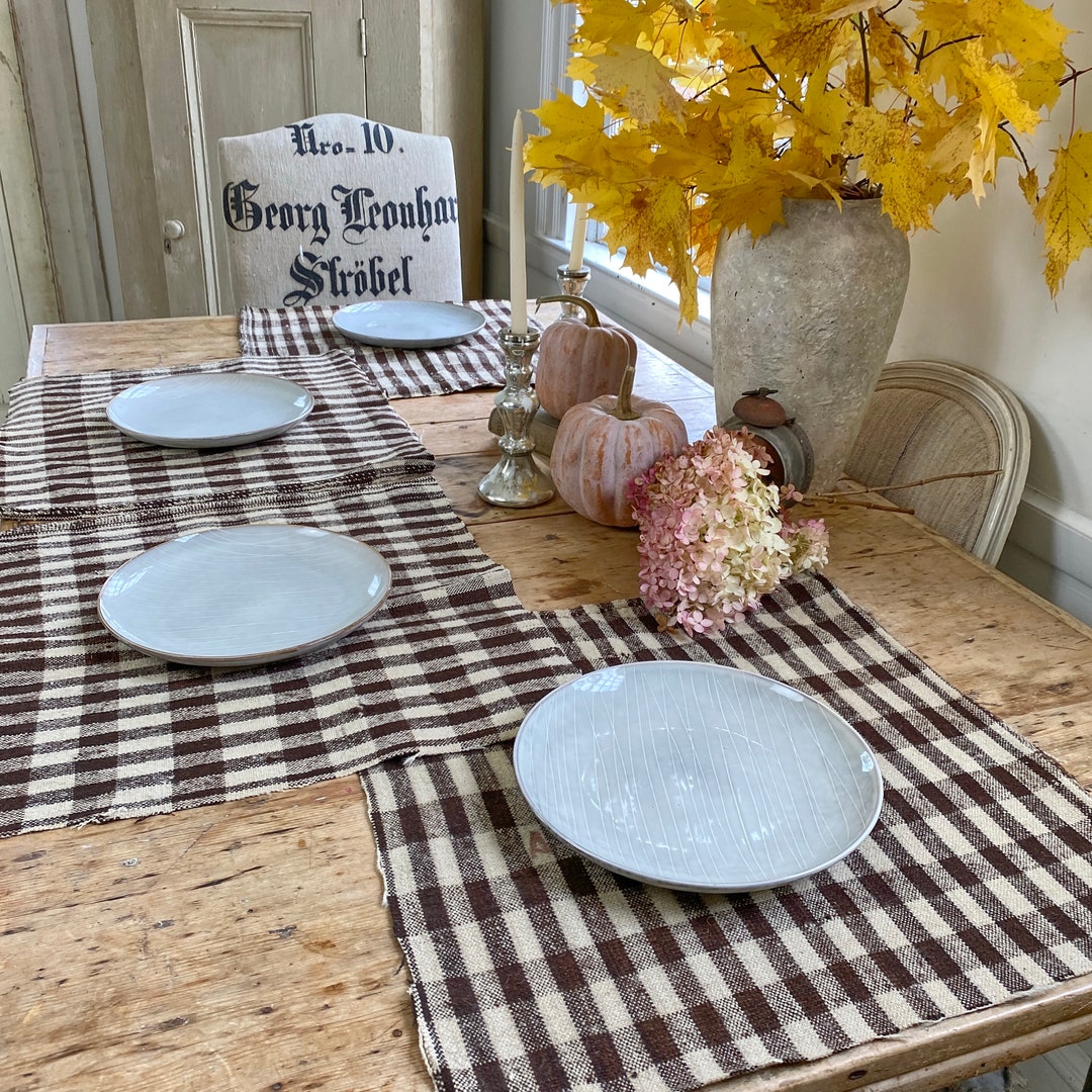 Set of Four Vintage Wool Hand Woven Placemats Upcycled Reusable ...