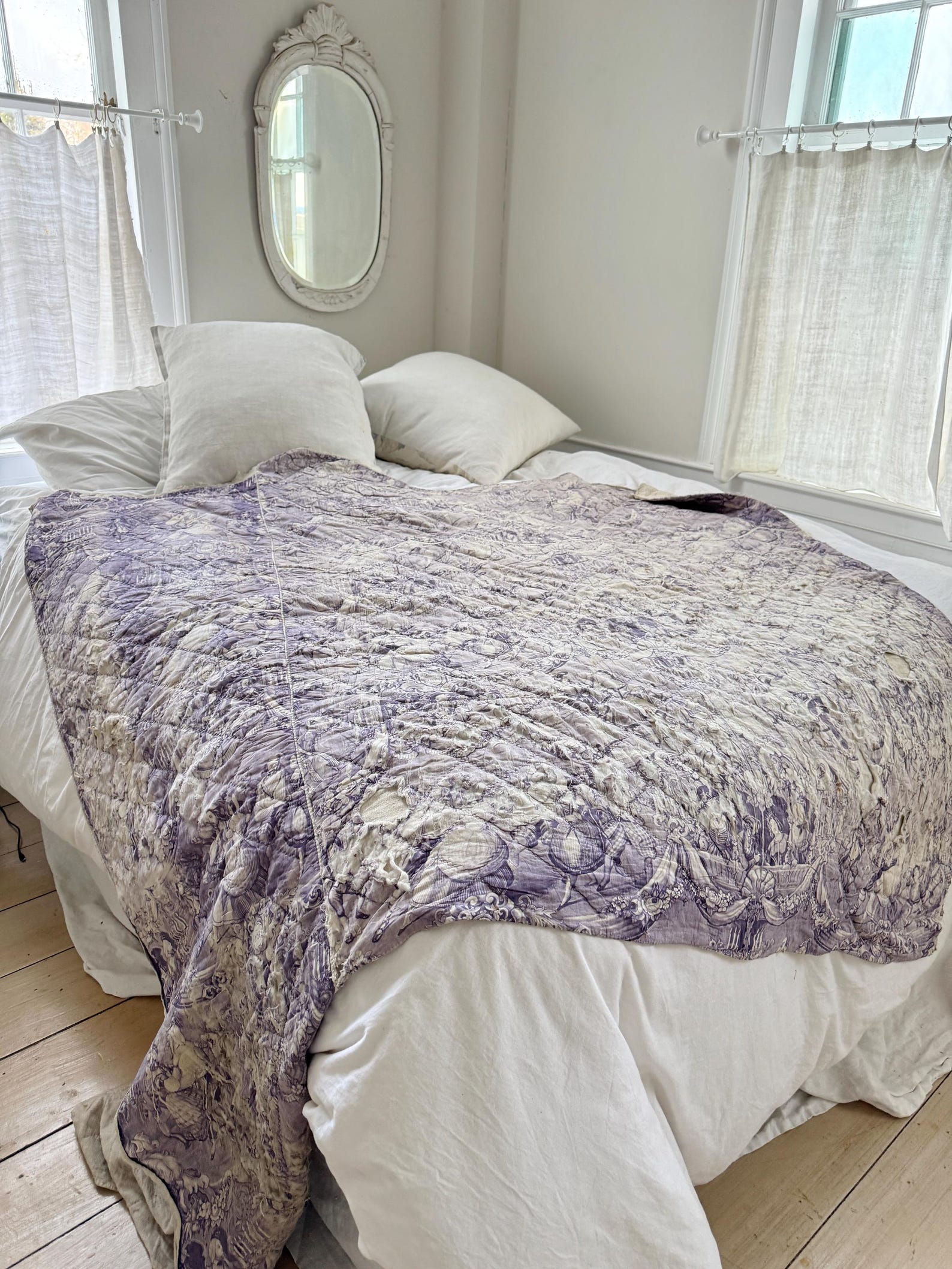58x48 WEDDING GIFT IDEA Antique French Toile Purple Romantic Unique ...