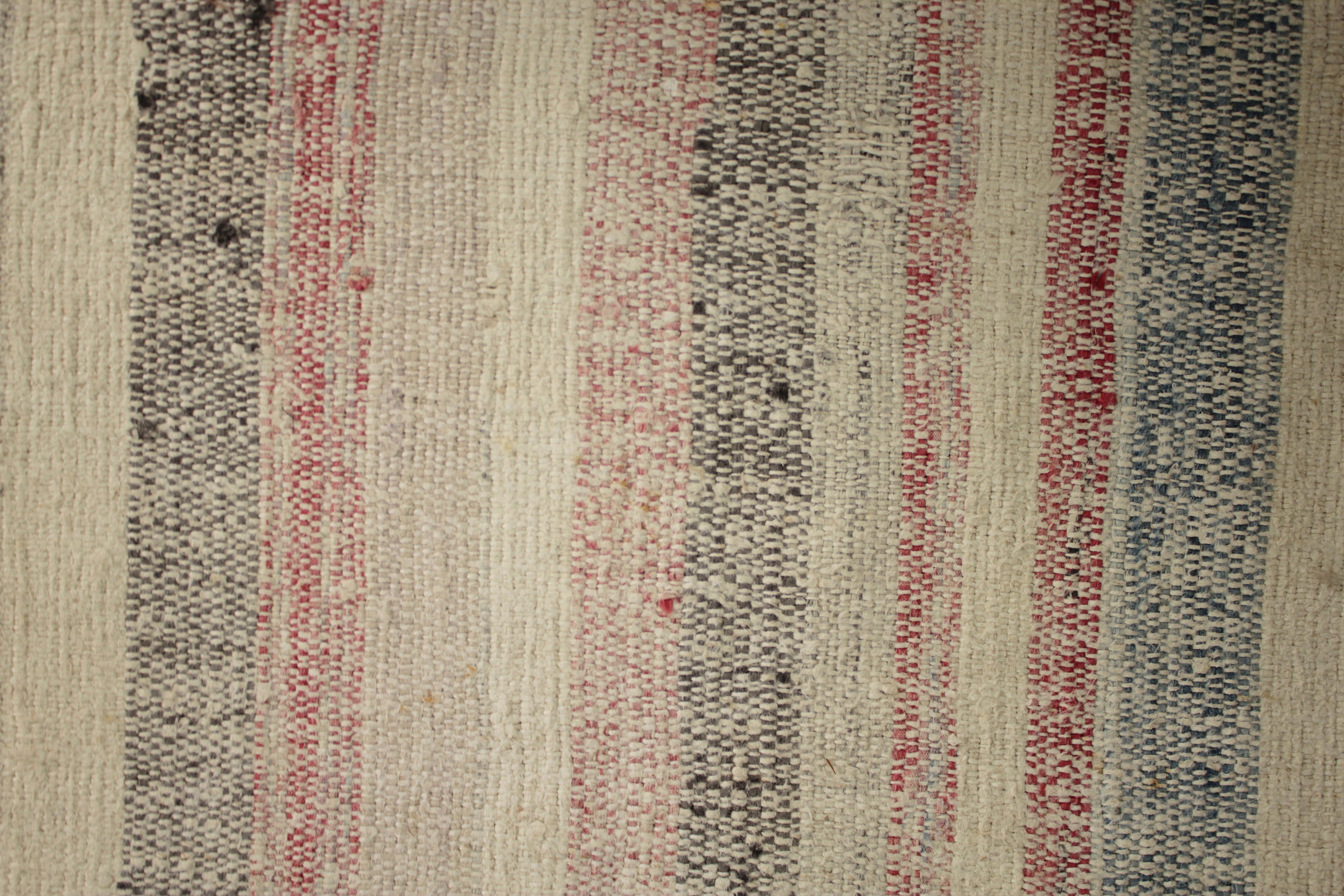 European Rag Rug hand woven vintage pale tones striped carpet | Etsy