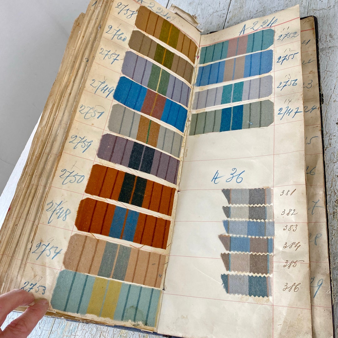 Pattern Sample Book Antique French Woven Fabric Document Historical ...