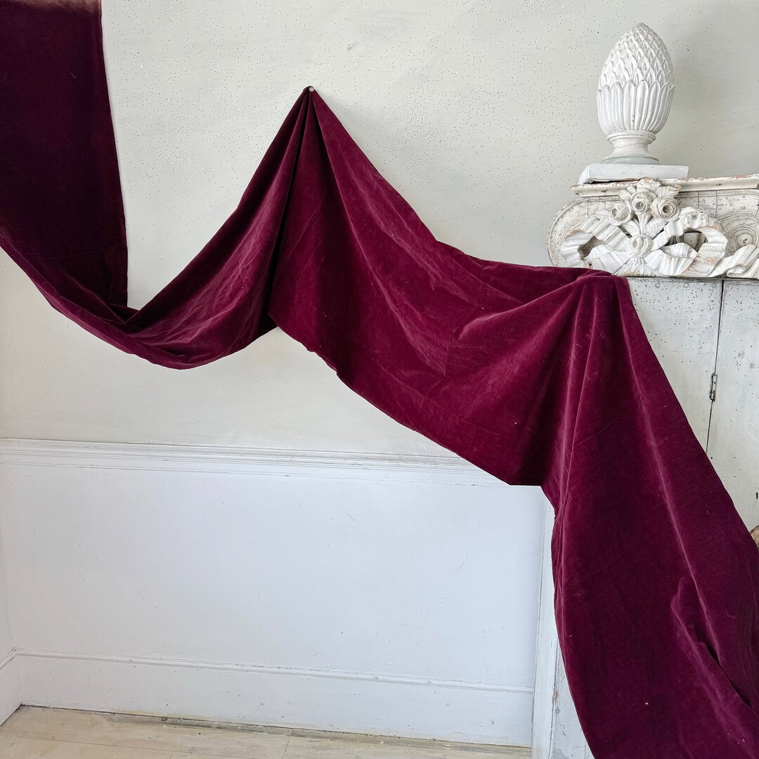 4 YARDS X 21 Italian Velvet Fabric Material Cloth Antique Burgundy ...