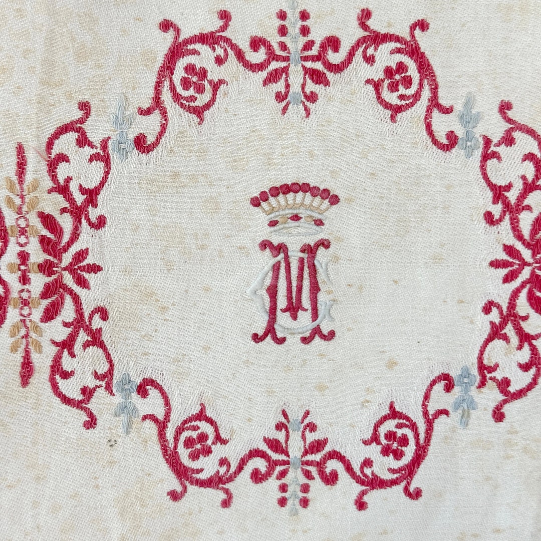 33x28 LARGE Antique per 1 MC Monogram AGED Damask Napkins Nobility ...