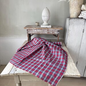 3.66 1930 UNUSED French Plaid Red Black Green Cotton Fabric Material ...