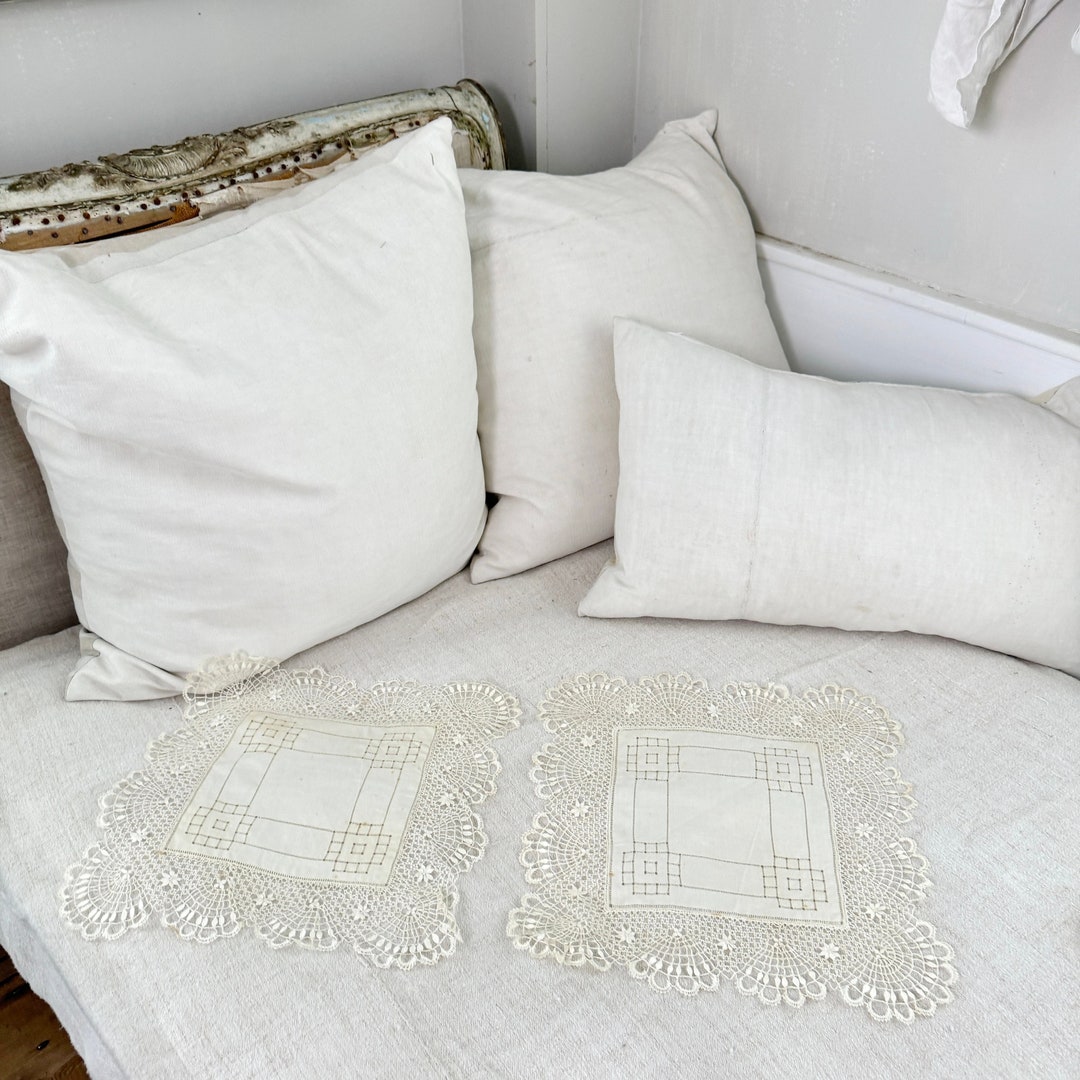 2 Antique French Lace Textiles Linen Cotton Blend Body Embellishments ...