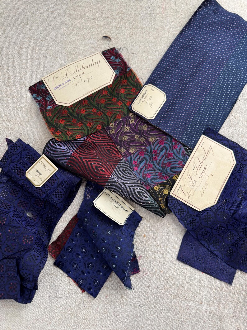 11 1880 Soie Silk De Lyon Fabric Samples Swatches Small Scale Patterns ...