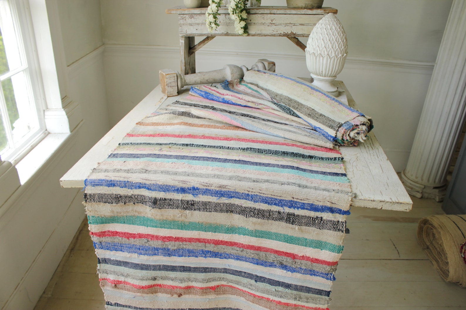 European Rag Rug Hand Woven Vintage Colorful Runner Carpet 4.3 - Etsy