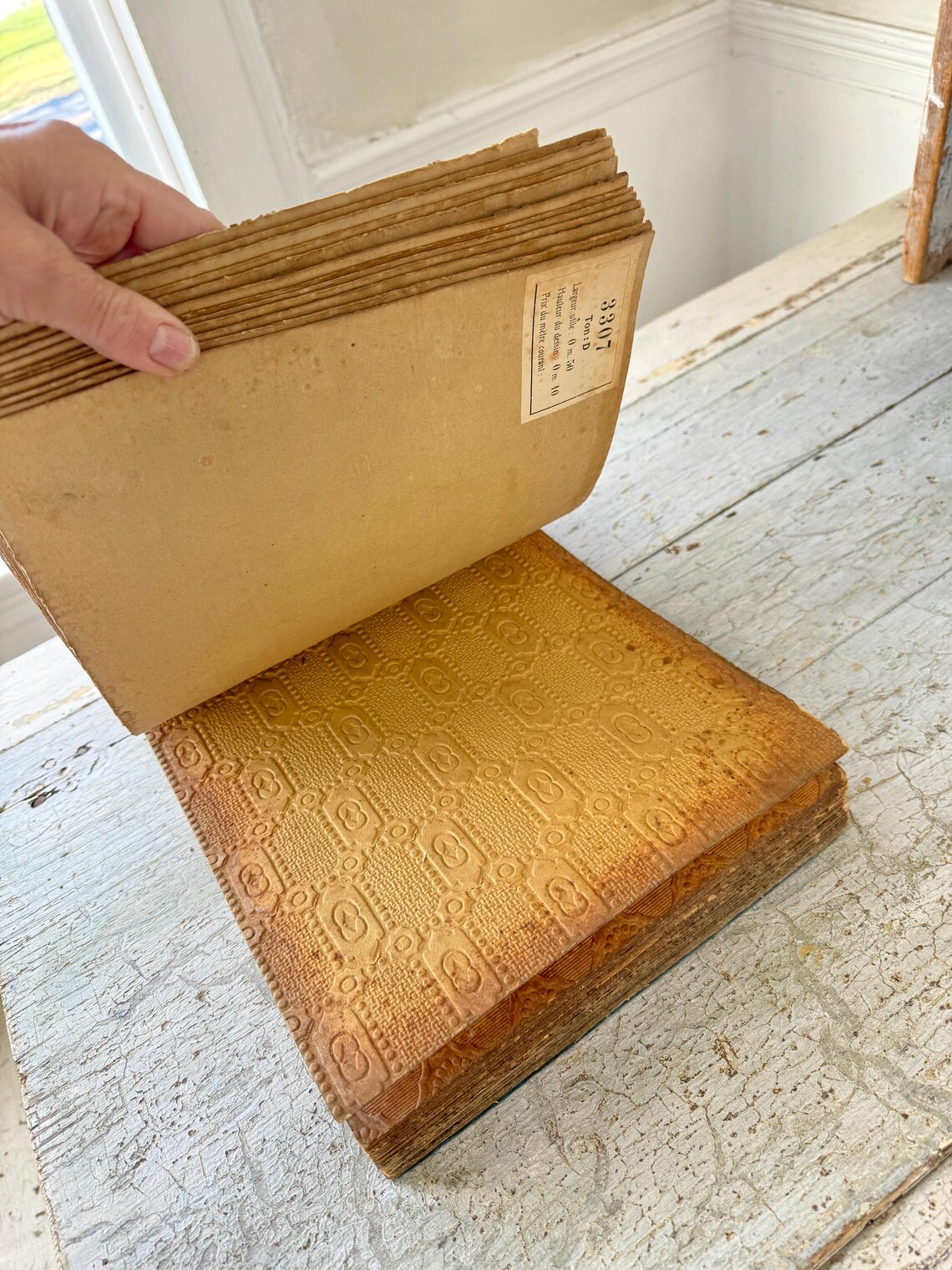 IMPORTANT French Old TEXTURED EMBOSSED Wallpaper Sample Swatch Book ...