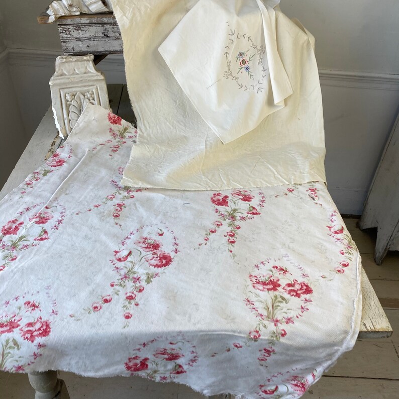 French Fabric Project Bundle Pack Floral Fabric and Embroidery | Etsy