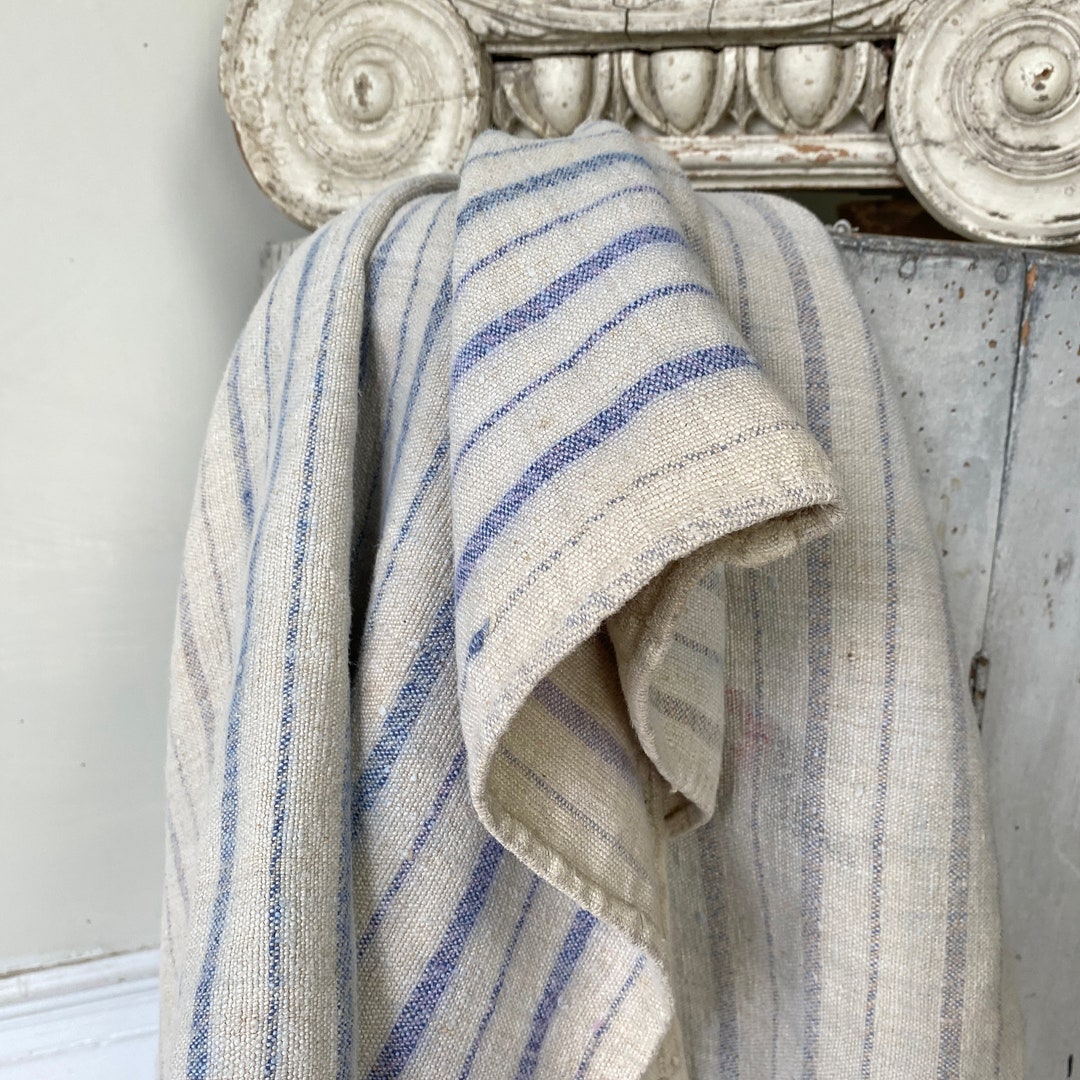 Farmhouse Rustic Textile Antique Hand Woven Linen French Country ...