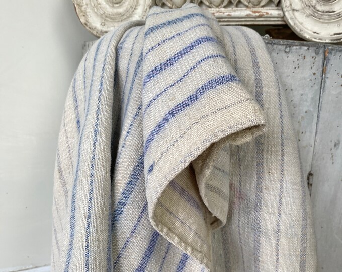 Farmhouse Rustic Textile Antique Hand Woven Linen French Country ...