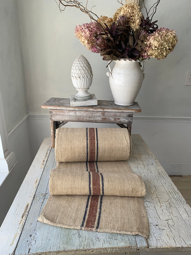 Antique Hemp Table Stair Runner Caramel Stripes Homespun Heavy - Etsy