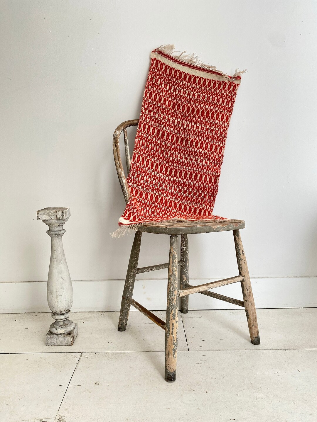 RARE Antique Overshot Linsey Woolsey SAMPLE European Hand Woven ...