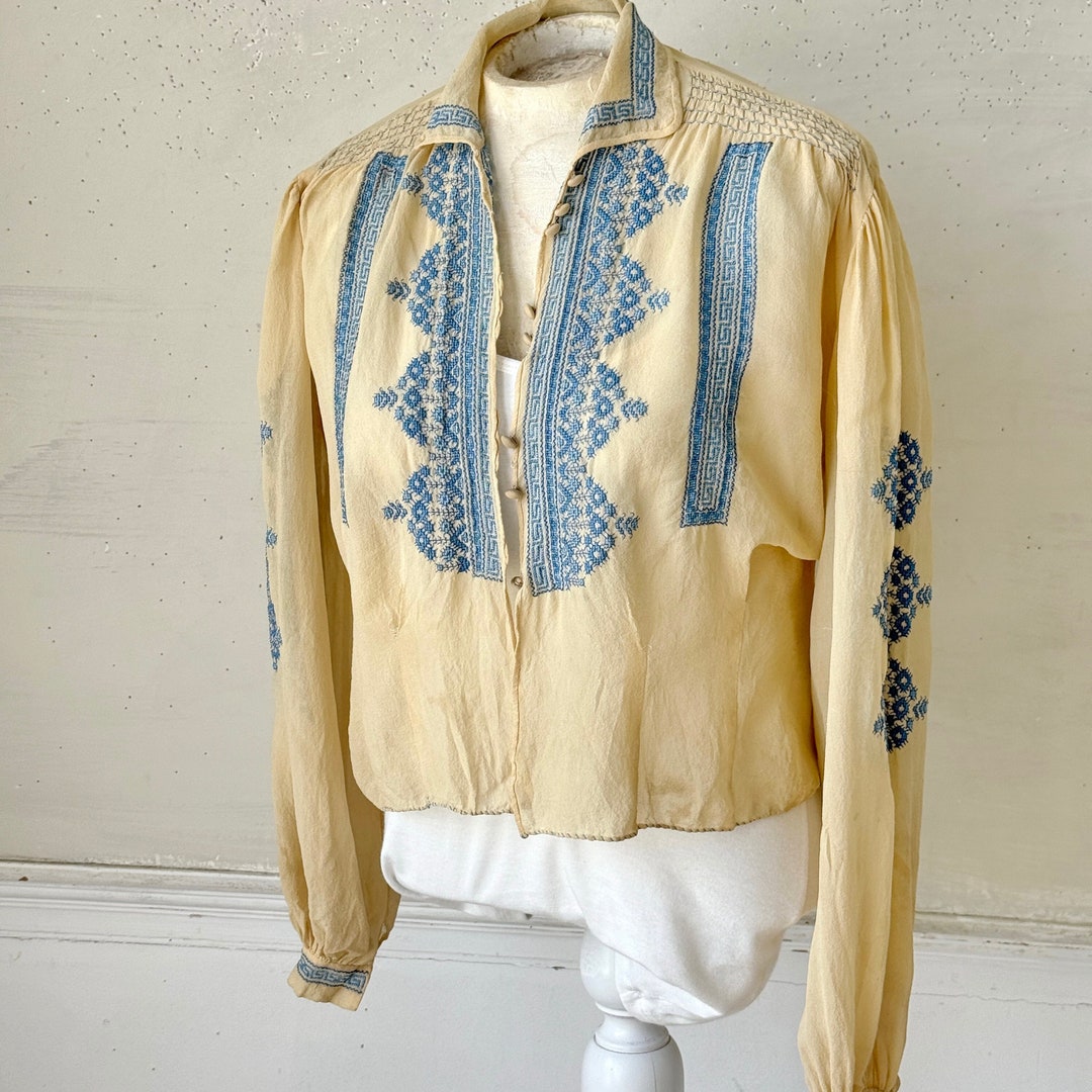 1920 1930's Vintage Turkish Embroidered Shirt Blouse Sleeveless ...