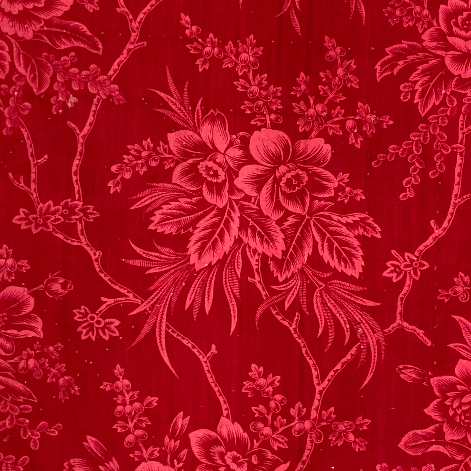 Vibrant Red French Fabric C1870 Light Weight Cotton Hand Block - Etsy