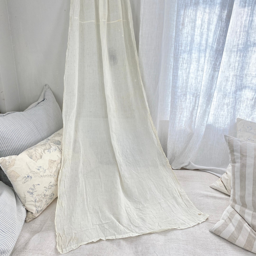 ONE of Set 18th Century 1700's French Sheer Curtain Drape Chateau White ...