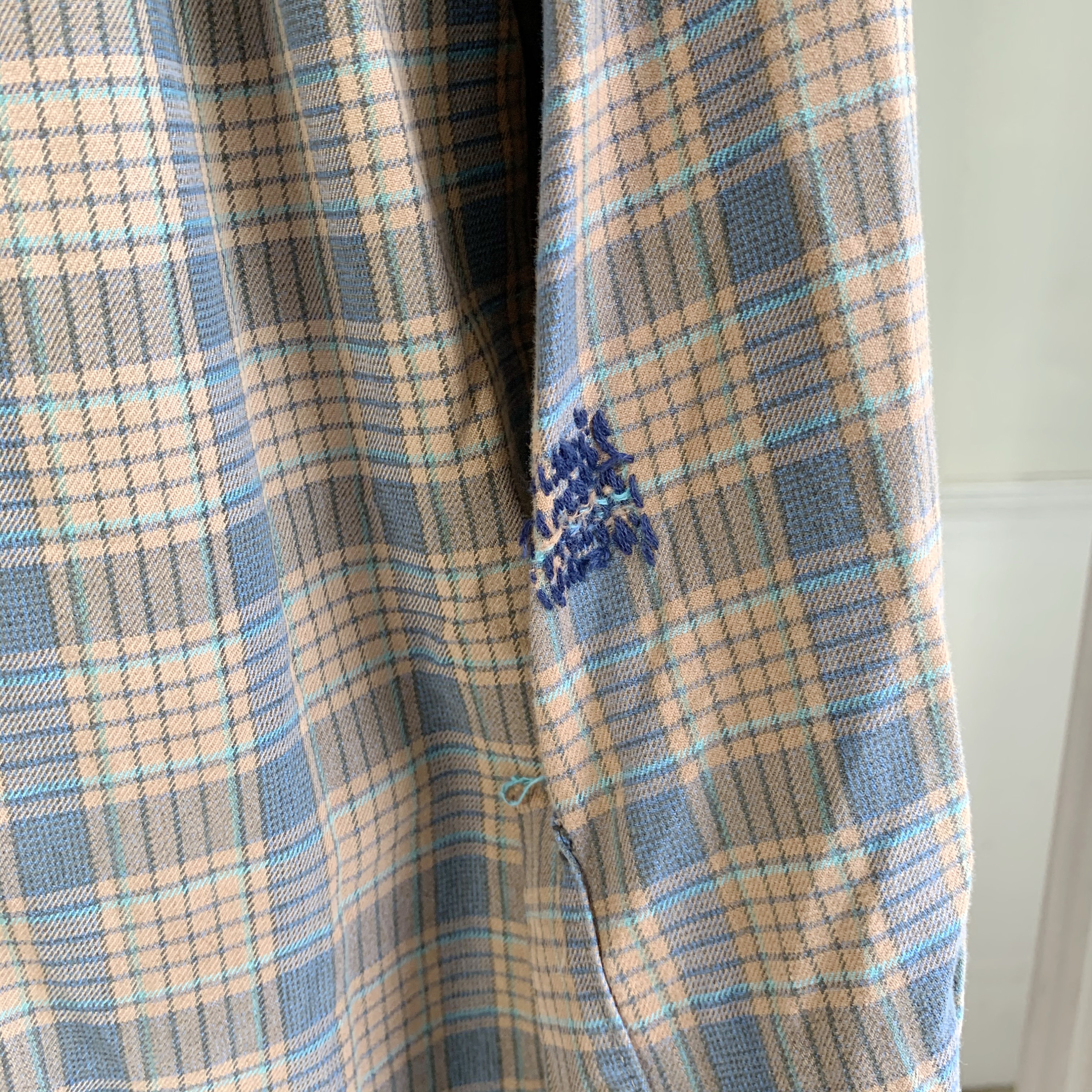 French Plaid Shirt Chore Shirt Vintagetunic Circa 1950 - Etsy