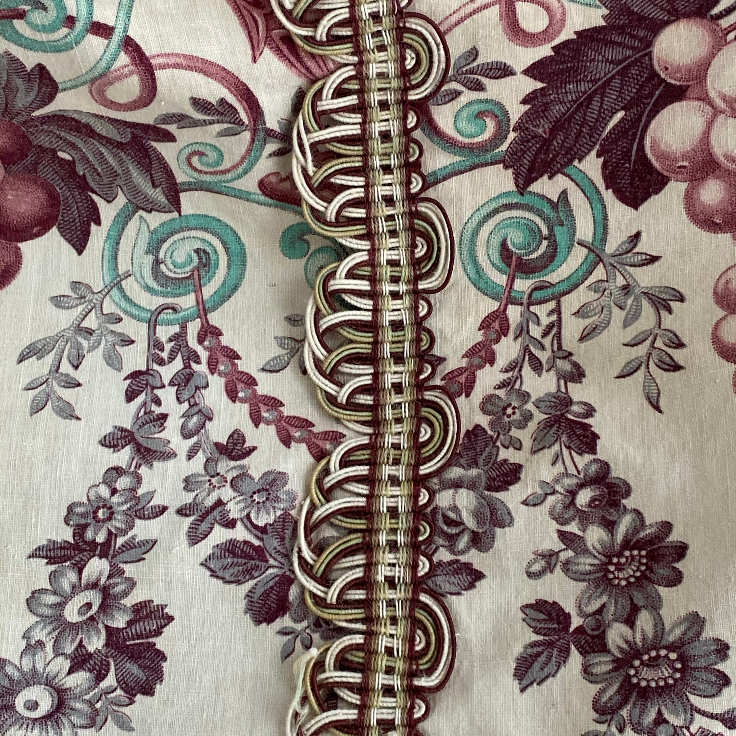 Antique Drape Curtain French Grape Urn Pattern Curtain Purple Teal ...