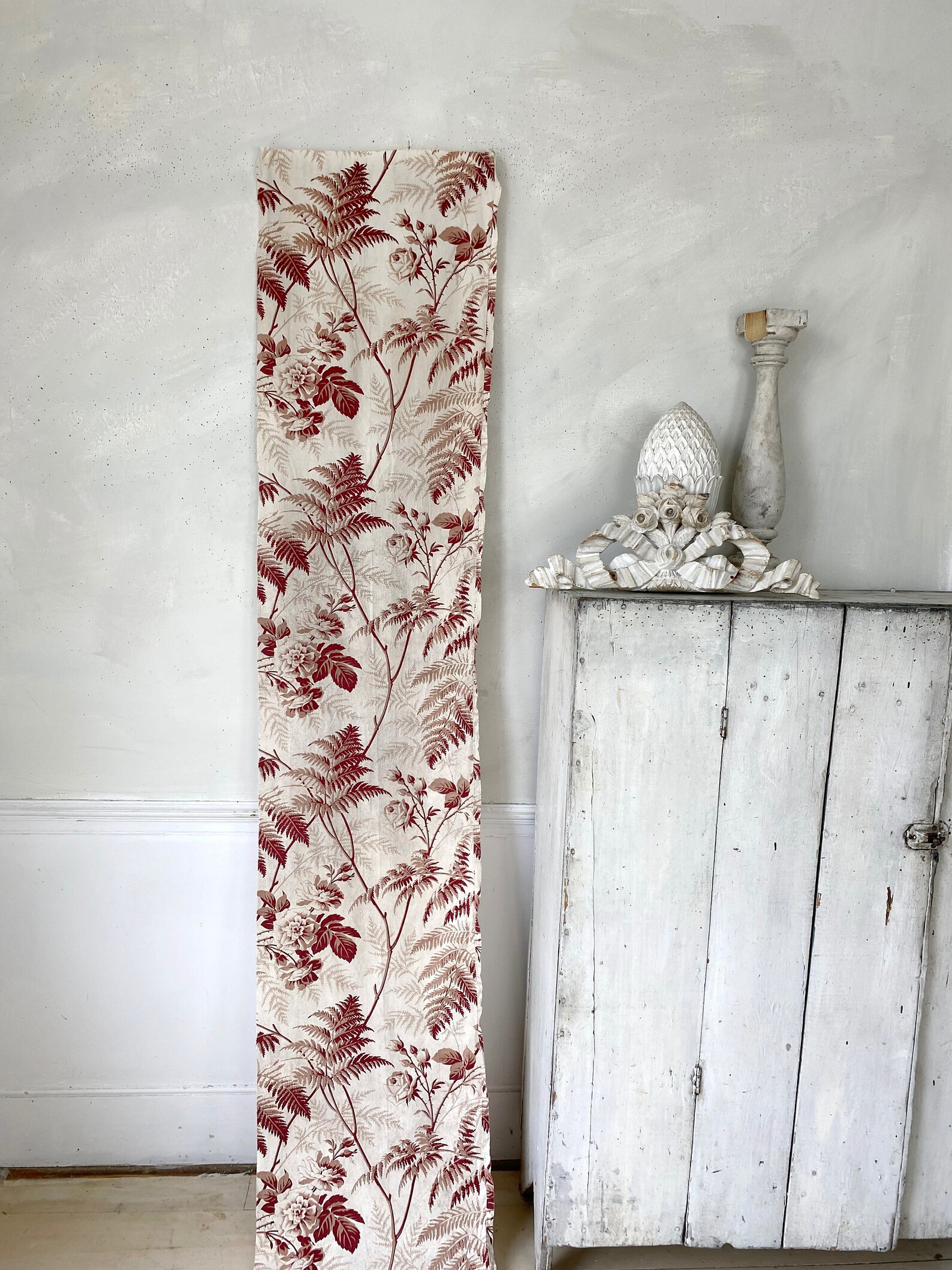 Antique Faded Vintage Rose Fern Pattern Textile BEAUTIFUL - Etsy