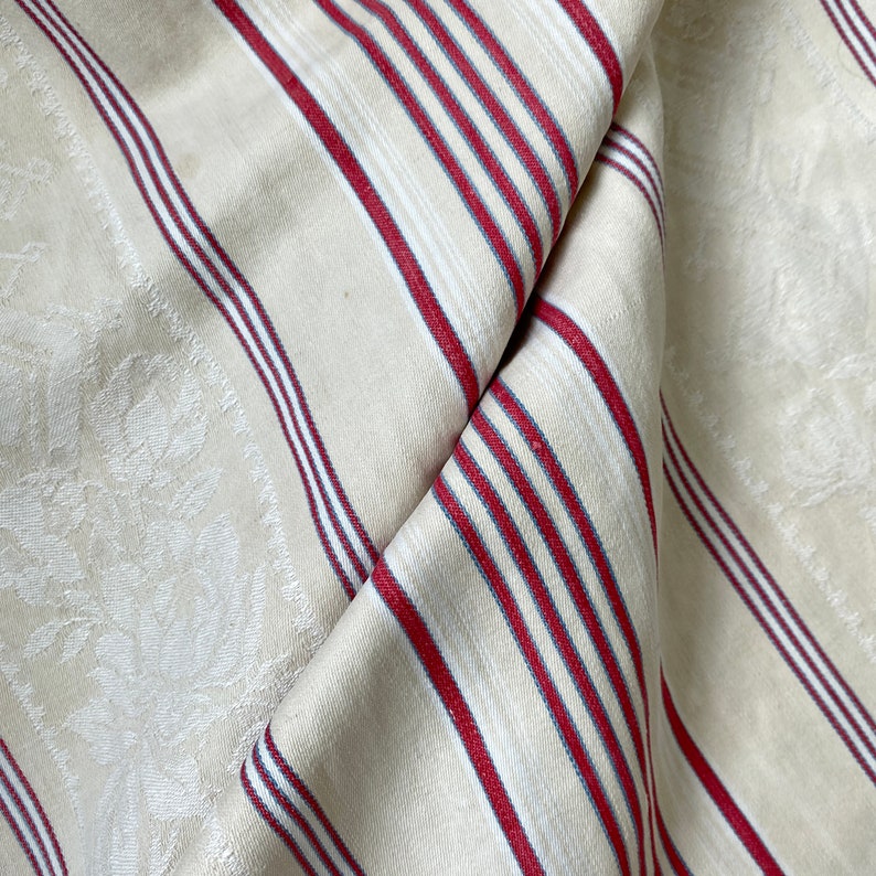Antique 1870 French Ticking Damas Fabric Napoleon III Style Upholstery ...