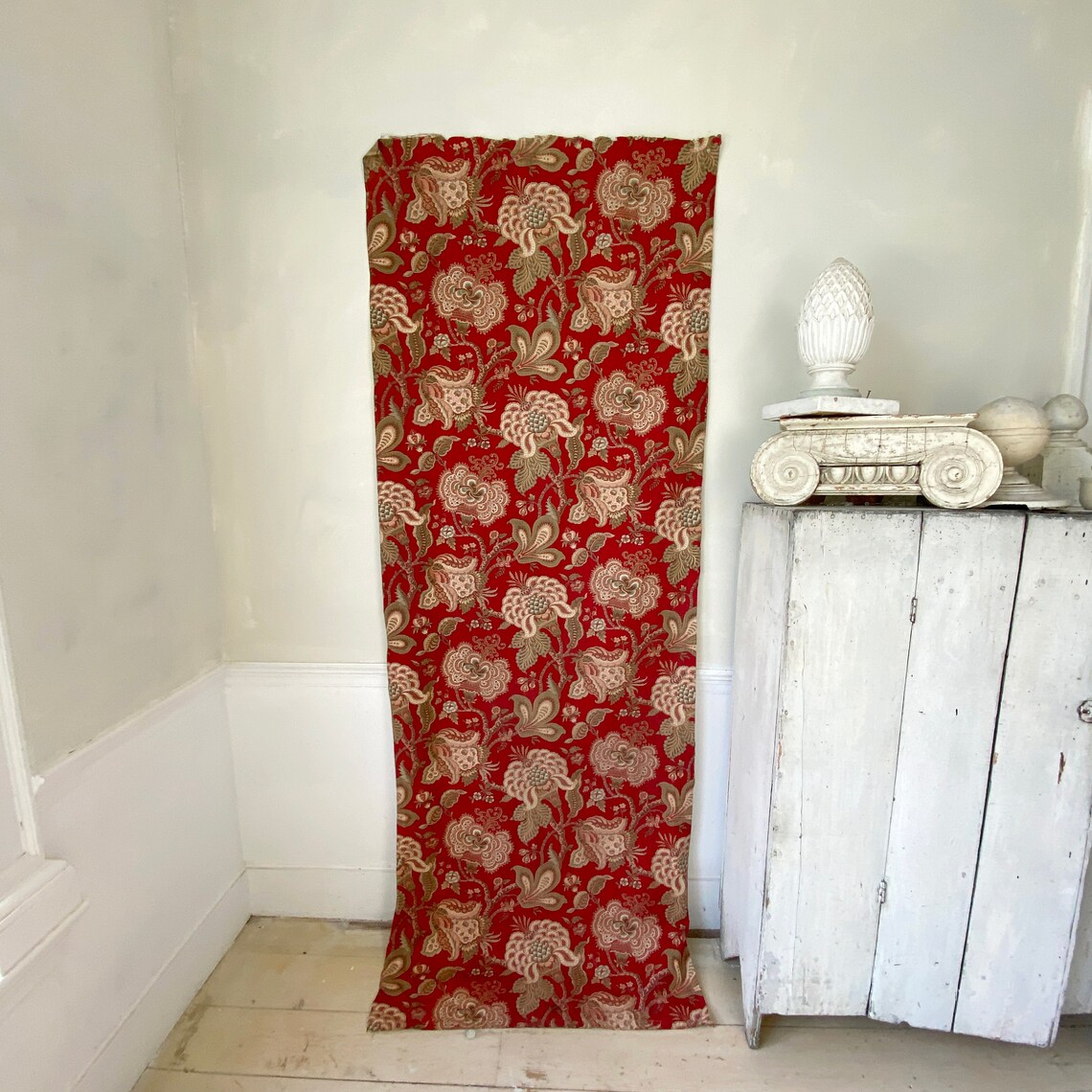 1880 Antique French Fabric Red Indienne Mulhouse Material Upholstery ...