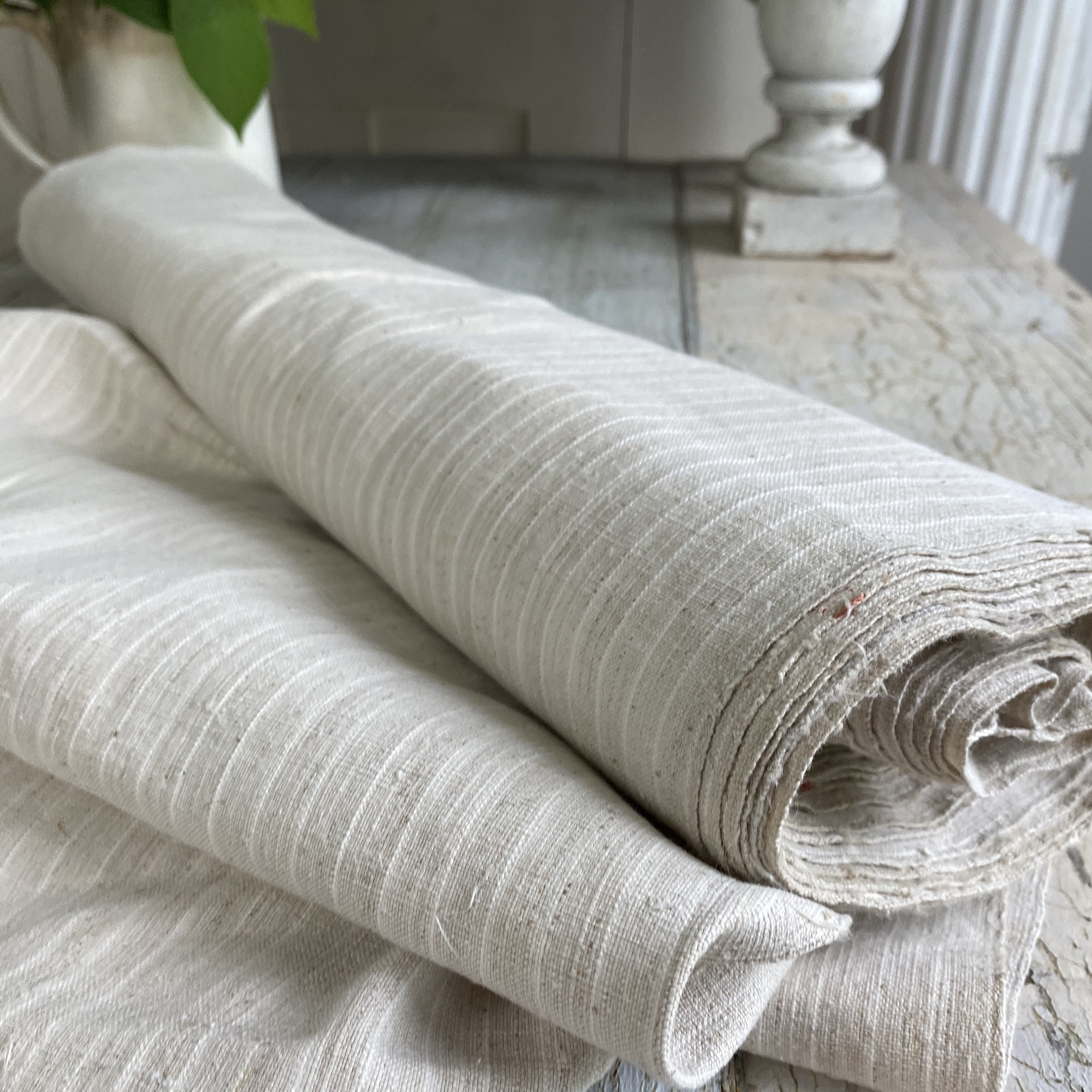 Organic Hemp Homespun Antique Linen Striated Striped Material | Etsy