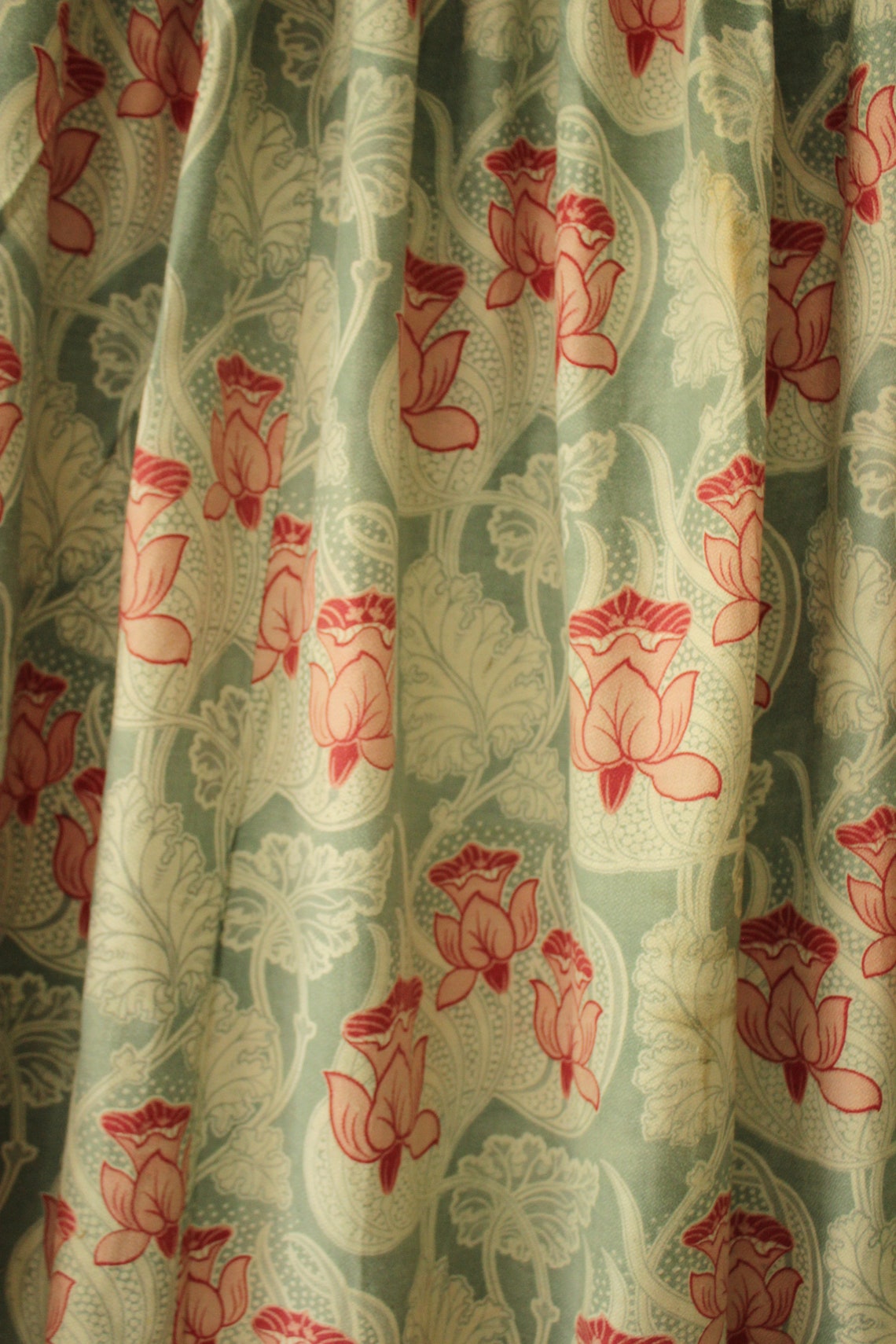 French fabric art nouveau cretonne cotton antique floral | Etsy