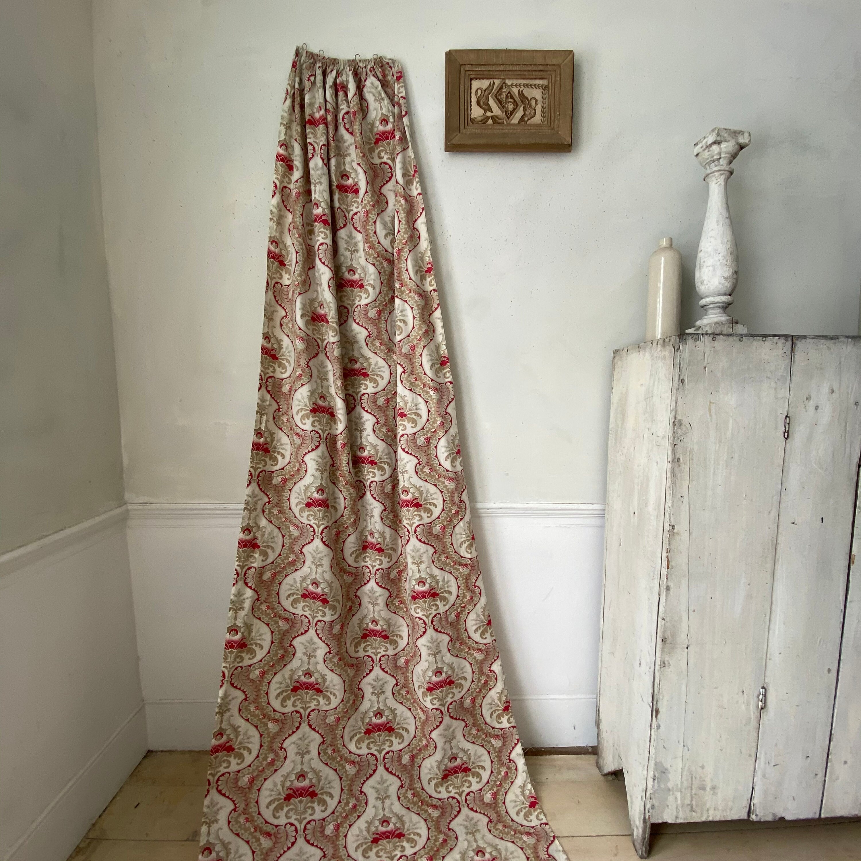 Antique French Faded Fabric Art Nouveau Printed Cotton Antique Floral ...