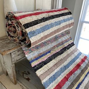 European Rag Rug Hand Woven Vintage Plaid Striped Runner Carpet ...