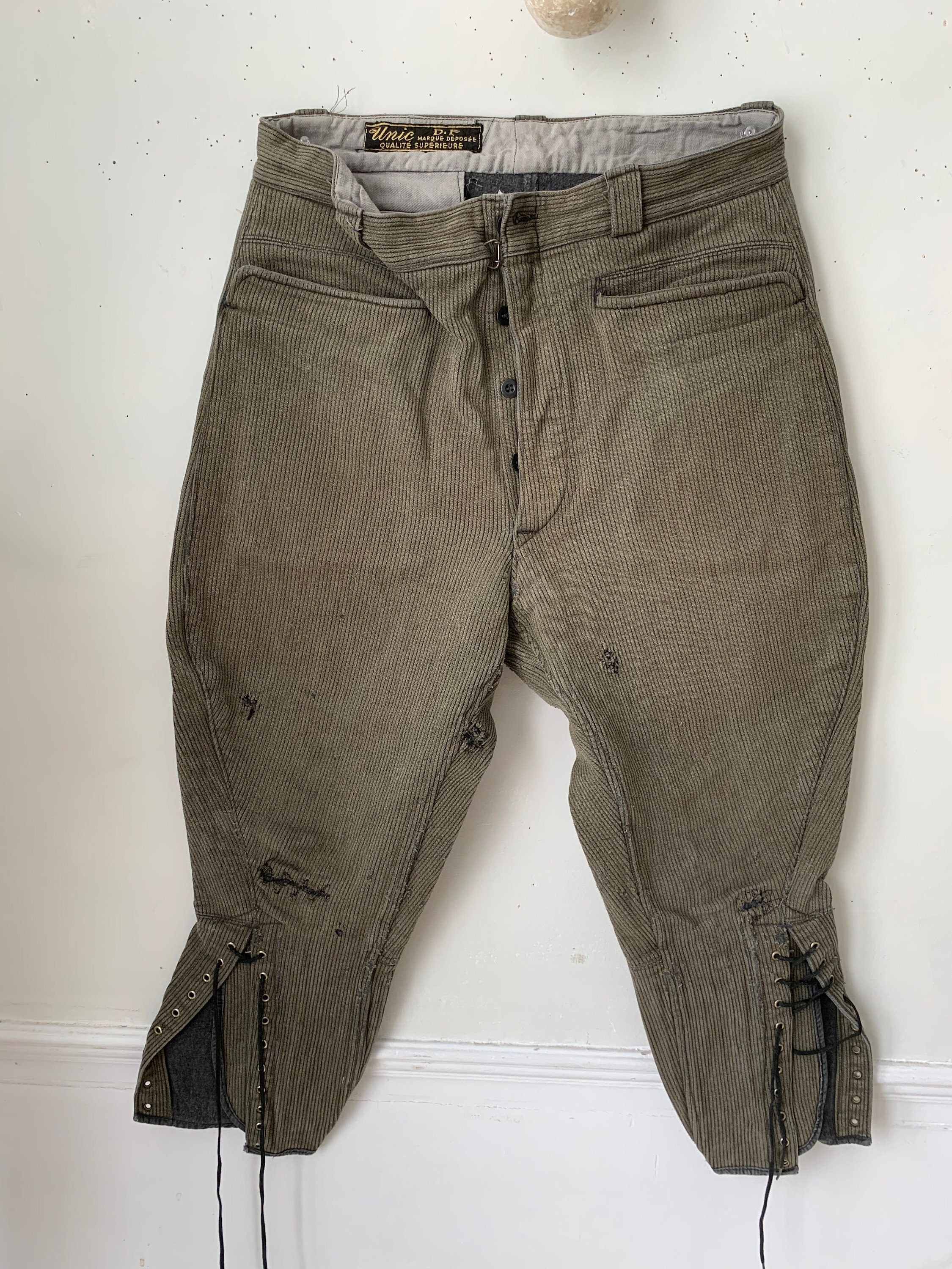 Vintage Cropped Pants Thick Ribbed Cotton Men's Riding | Etsy