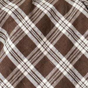 53x38 RARE Brown French Plaid Cloth Fabric Heavy Weight C 1930's Cotton ...