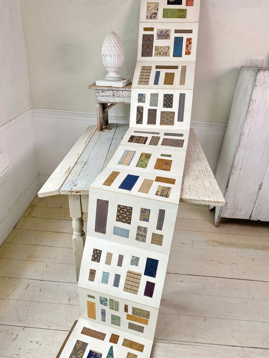 JAPANESE Pattern Sample Book Antique Woven Fabric Document Historical ...