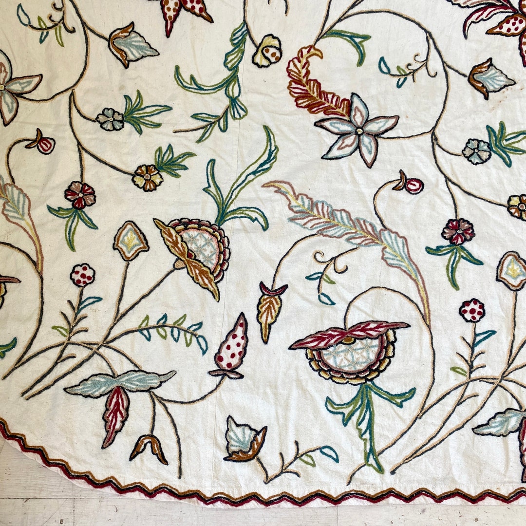 Vintage / Antique Crewelwork Crewel Work Embroidered Wool Textile ...