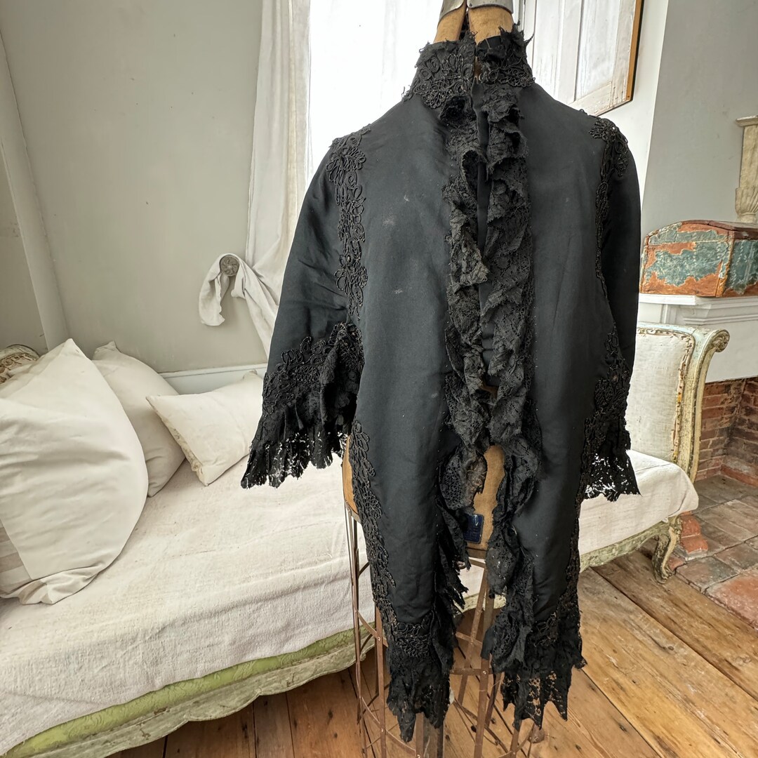 Victorian Cordwork Black Chantilly Lace Cord Work Bodice Blouse ...