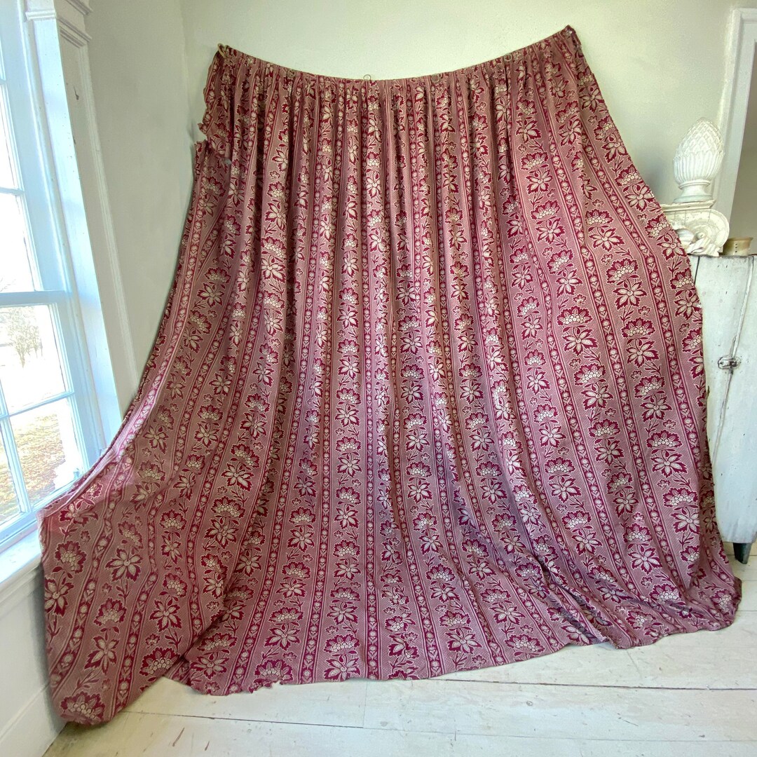 Incredible Garnet Flower Floral Print Historic Antique Textile 1880 ...