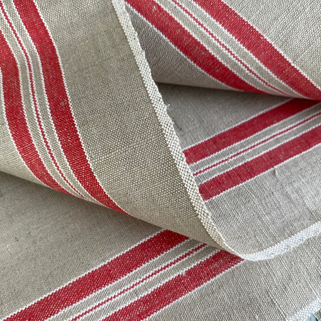 Vintage European Mangle Cloth Linen With Red Stripes Table Cloth Runner ...