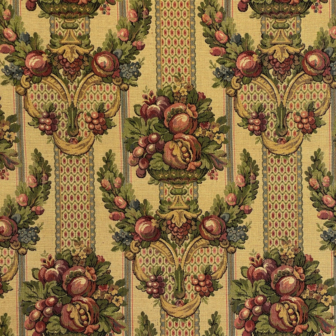 Antique 1920's Brocade Jacquard Fabric Sample UNUSED Vintage Upholstery ...