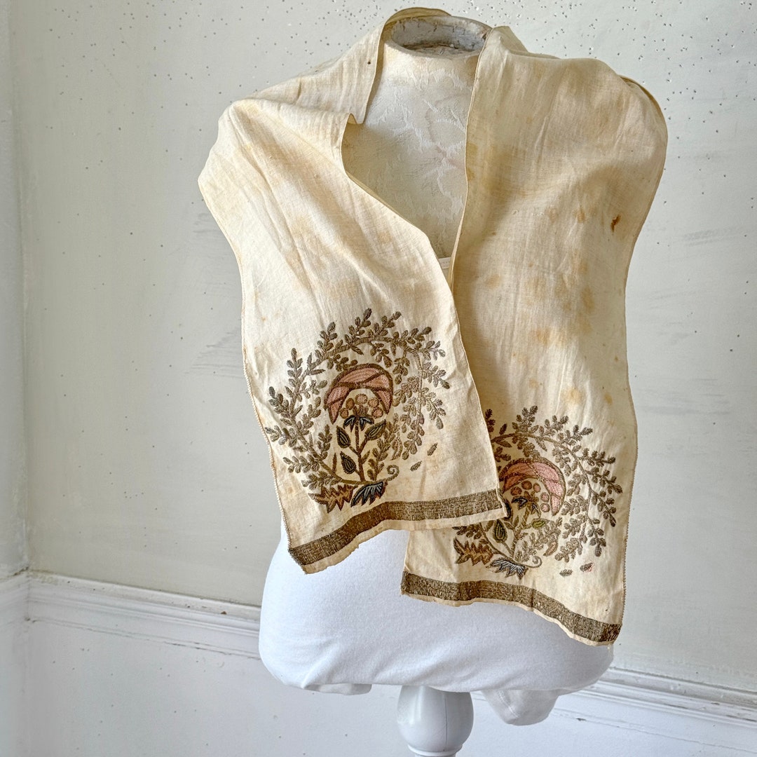 OTTOMAN YAGLIK Turkish Embroidery Embroidered Scarf Cotton Gauze ...